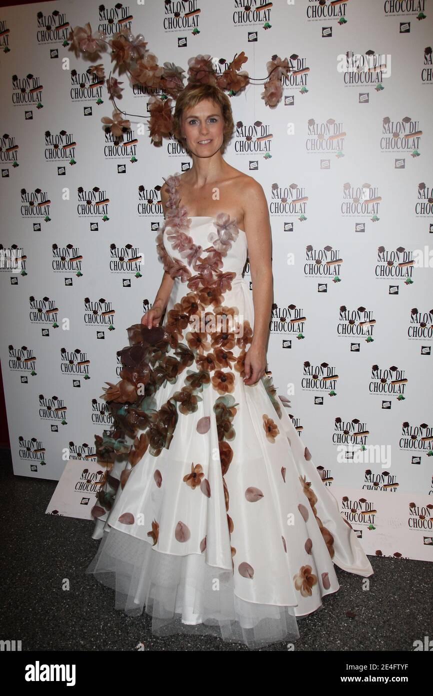 Anne Richard posing on Backstage of the 15th 'Salon du Chocolat' held ...