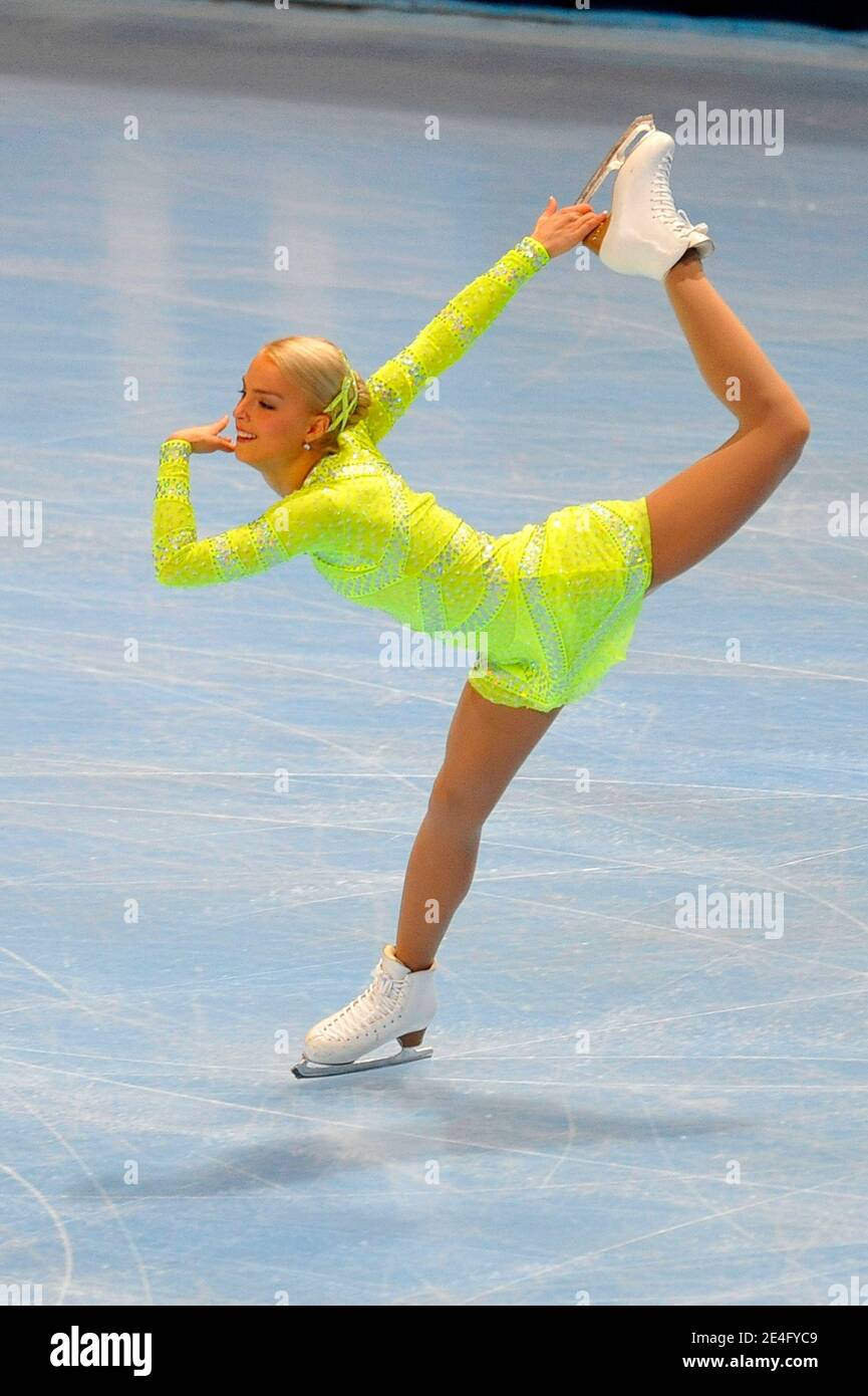 Kiira Korpi of Finland performs during the ladies short program ice ...