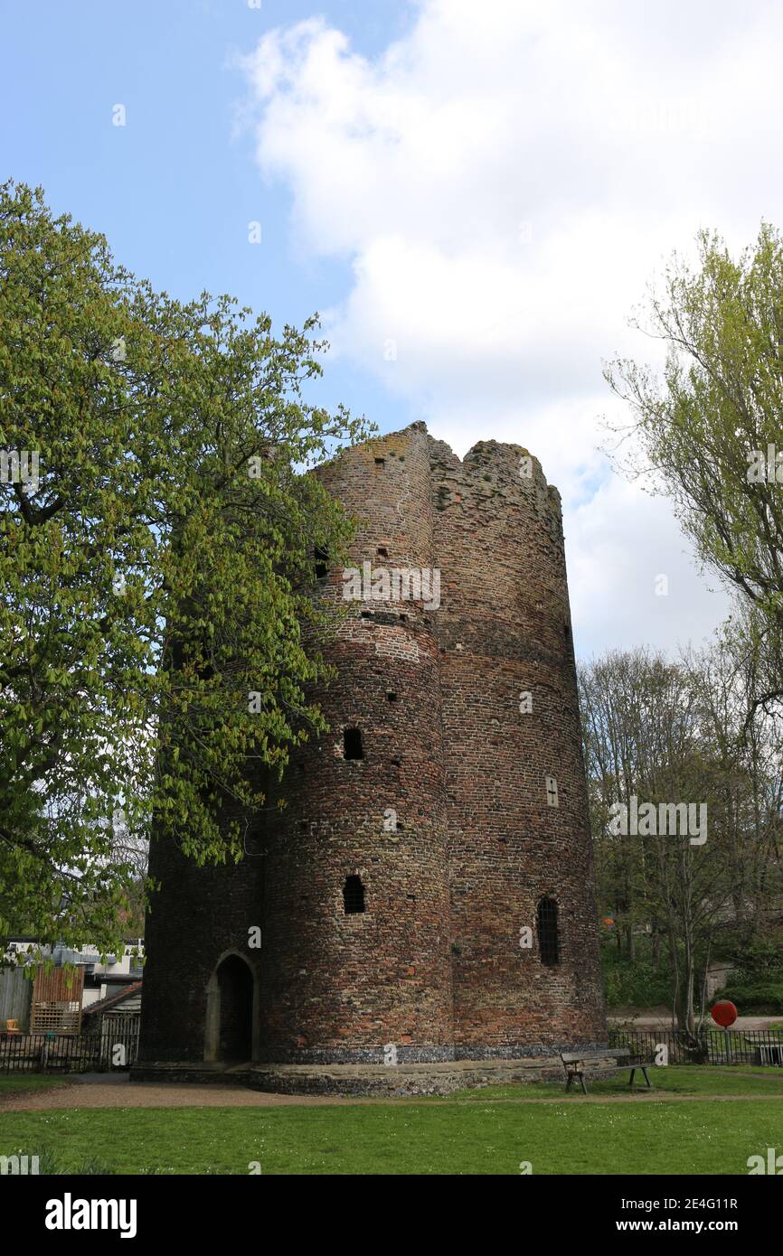 Norwich cow tower artillery blockhouse in a public park with trees ...