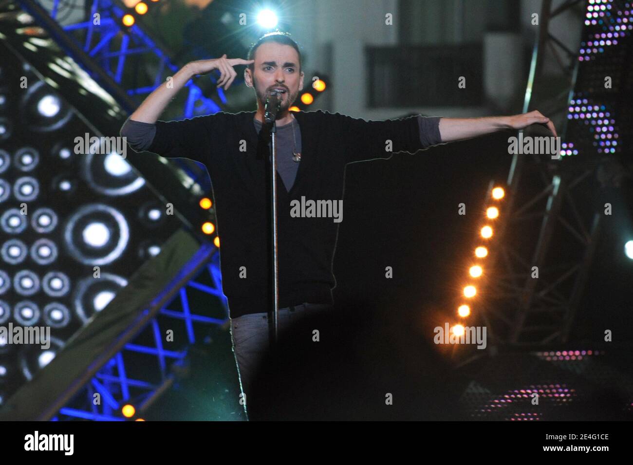 French singer Christophe Willem during the 2009 concert de la tolerance ...