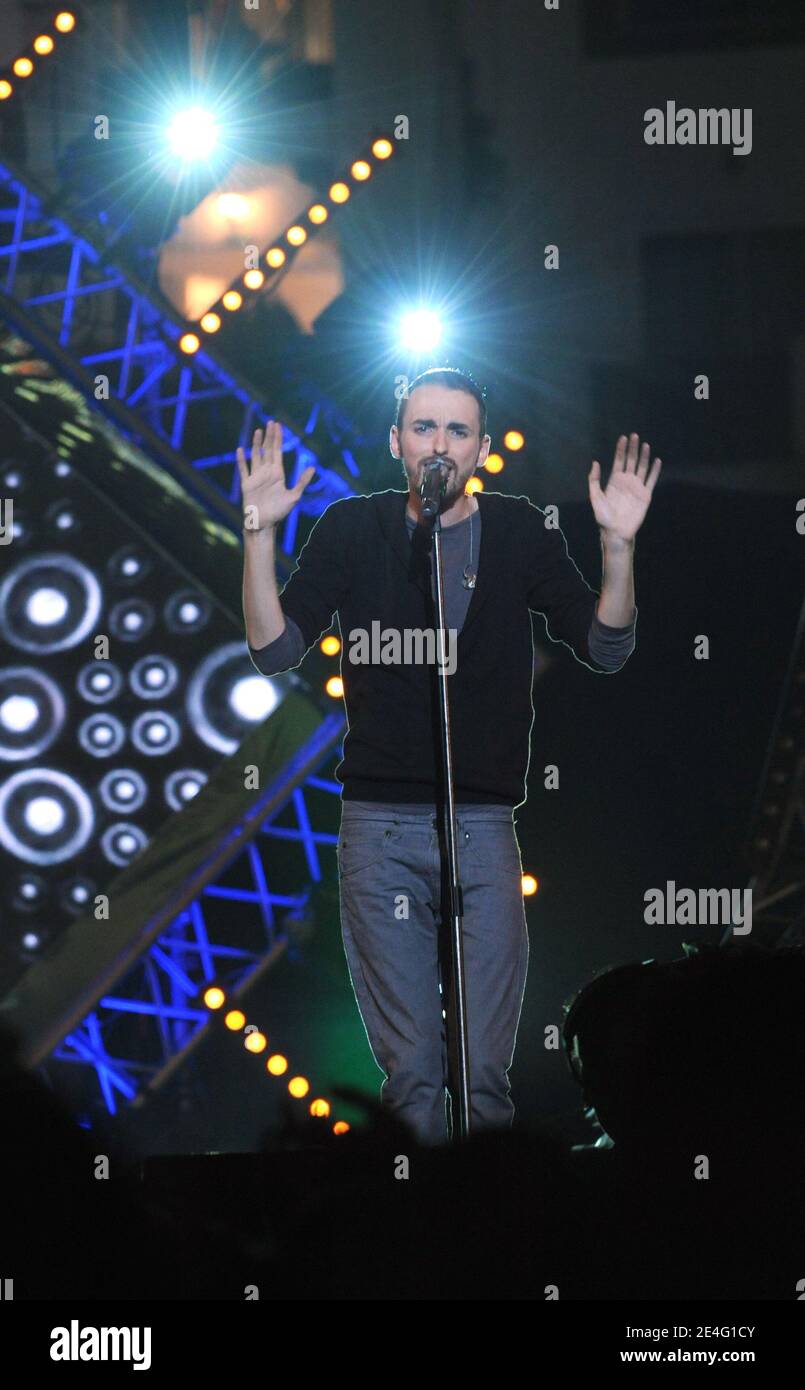 French singer Christophe Willem during the 2009 concert de la tolerance ...