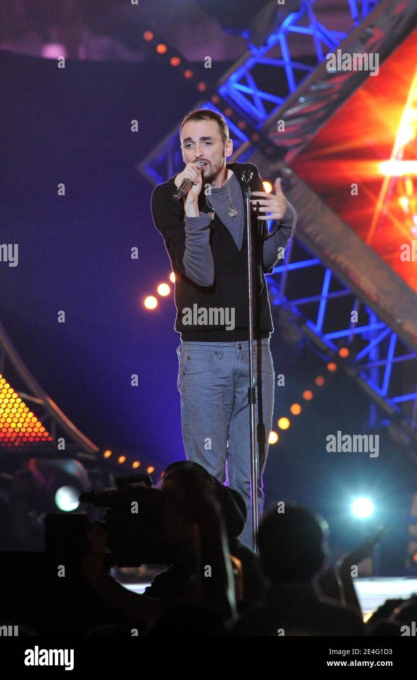 French singer Christophe Willem during the 2009 concert de la tolerance ...