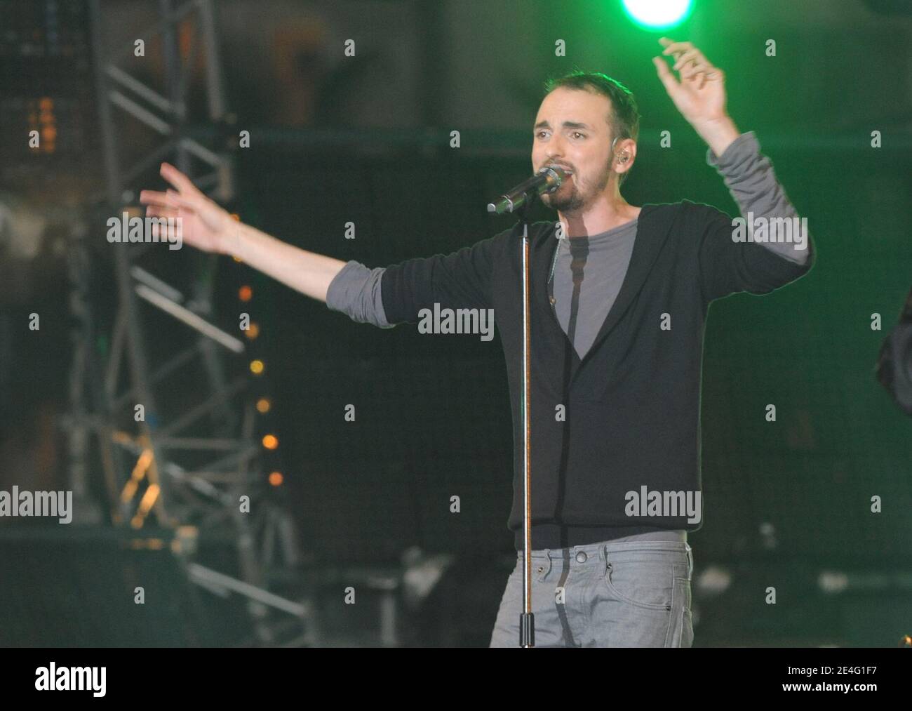 French singer Christophe Willem during the 2009 concert de la tolerance ...