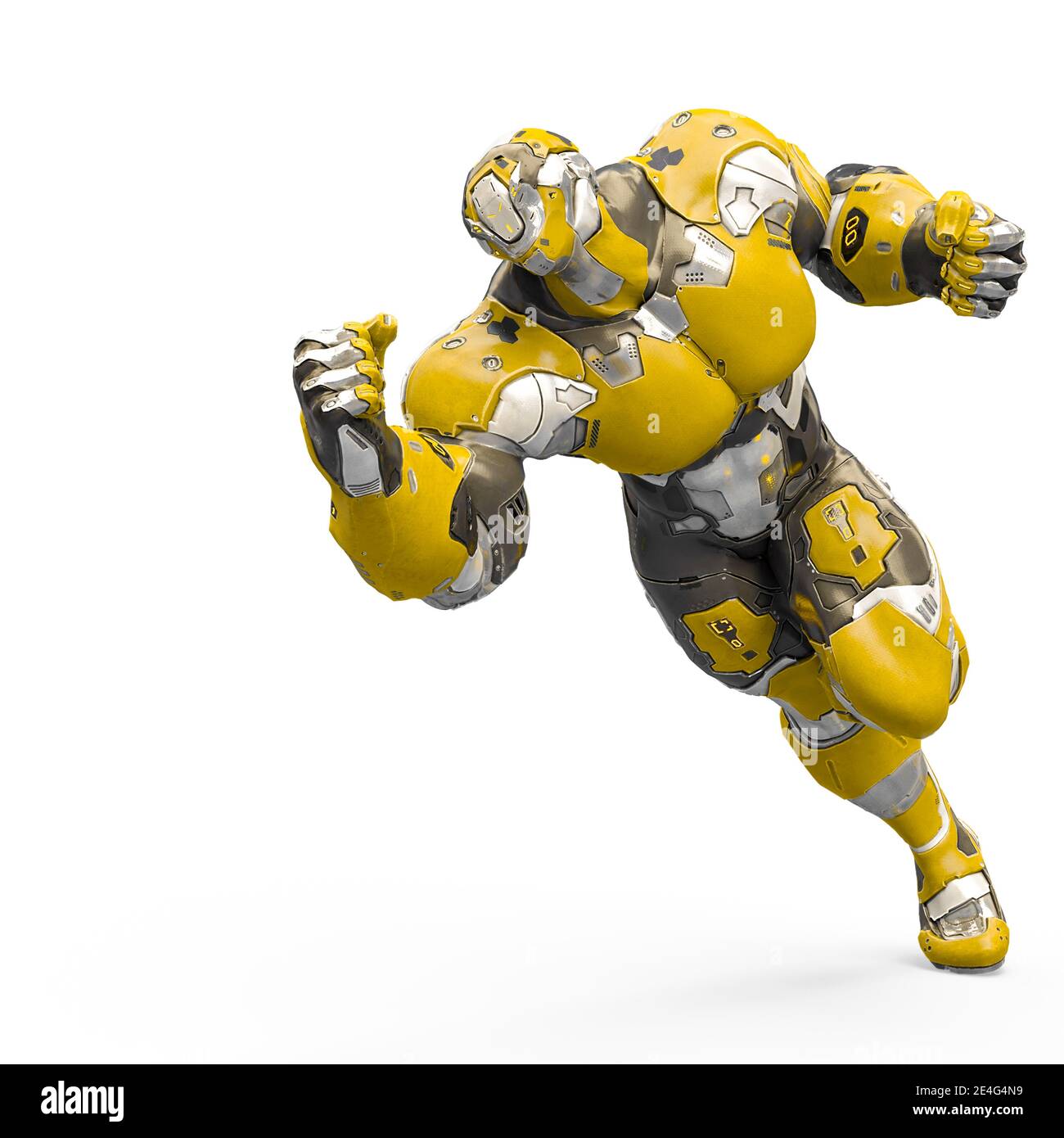 futuristic astronaut is running on action in white background, 3d ...