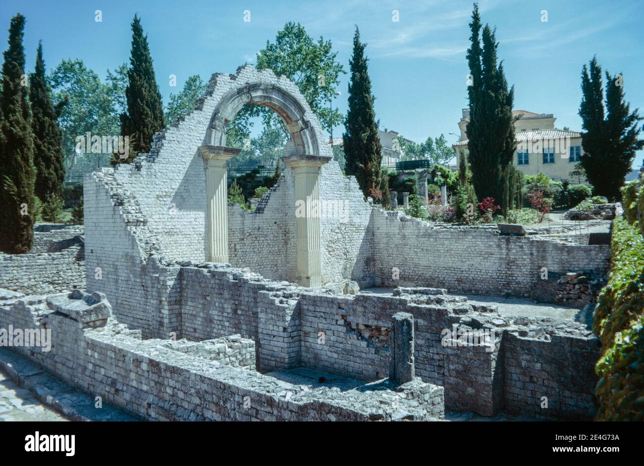 Ruins of Roman settlement in Vaison-la-Romaine, town in the Provence ...