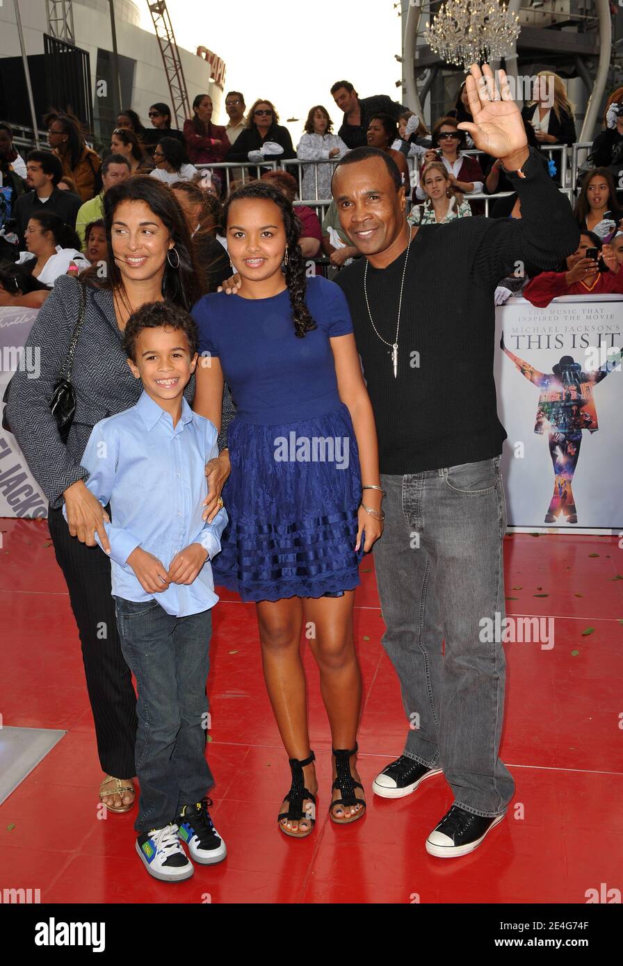 Sugar Ray Leonard and family arriving for the premiere of Sony Pictures ...