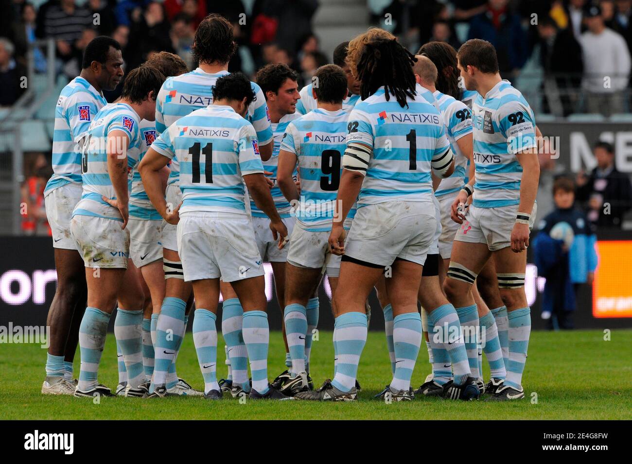 Racing Metro's team during the French Top 14 rugby match, Racing Metro ...