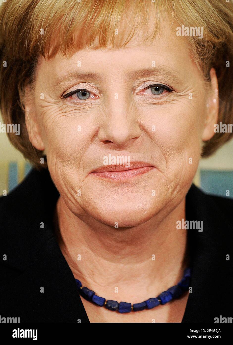 Chancellor Angela Merkel of Germany looks on in the Oval Office of the ...