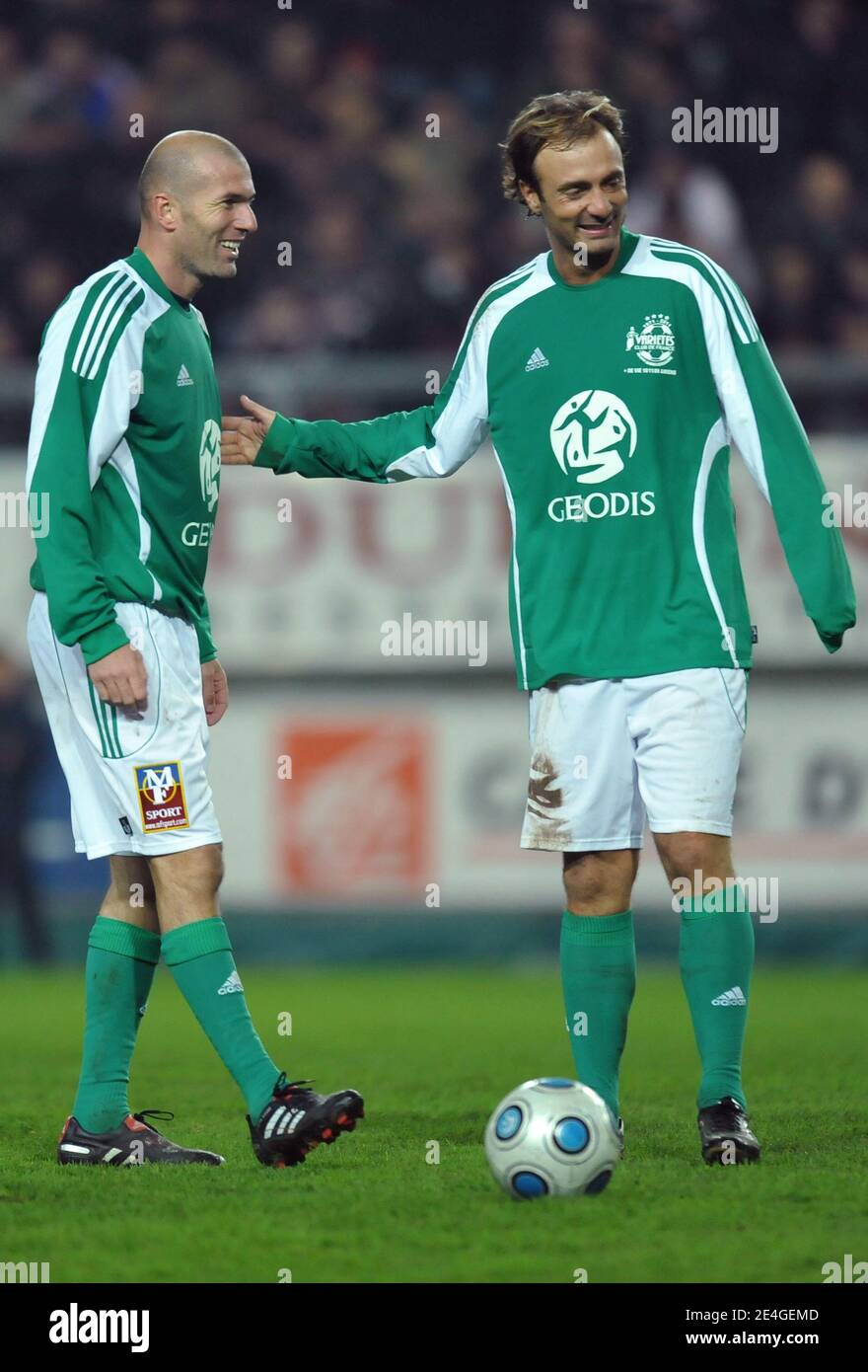 Zinedine Zidane and Christophe Dugarry attend friendly match Varietes ...