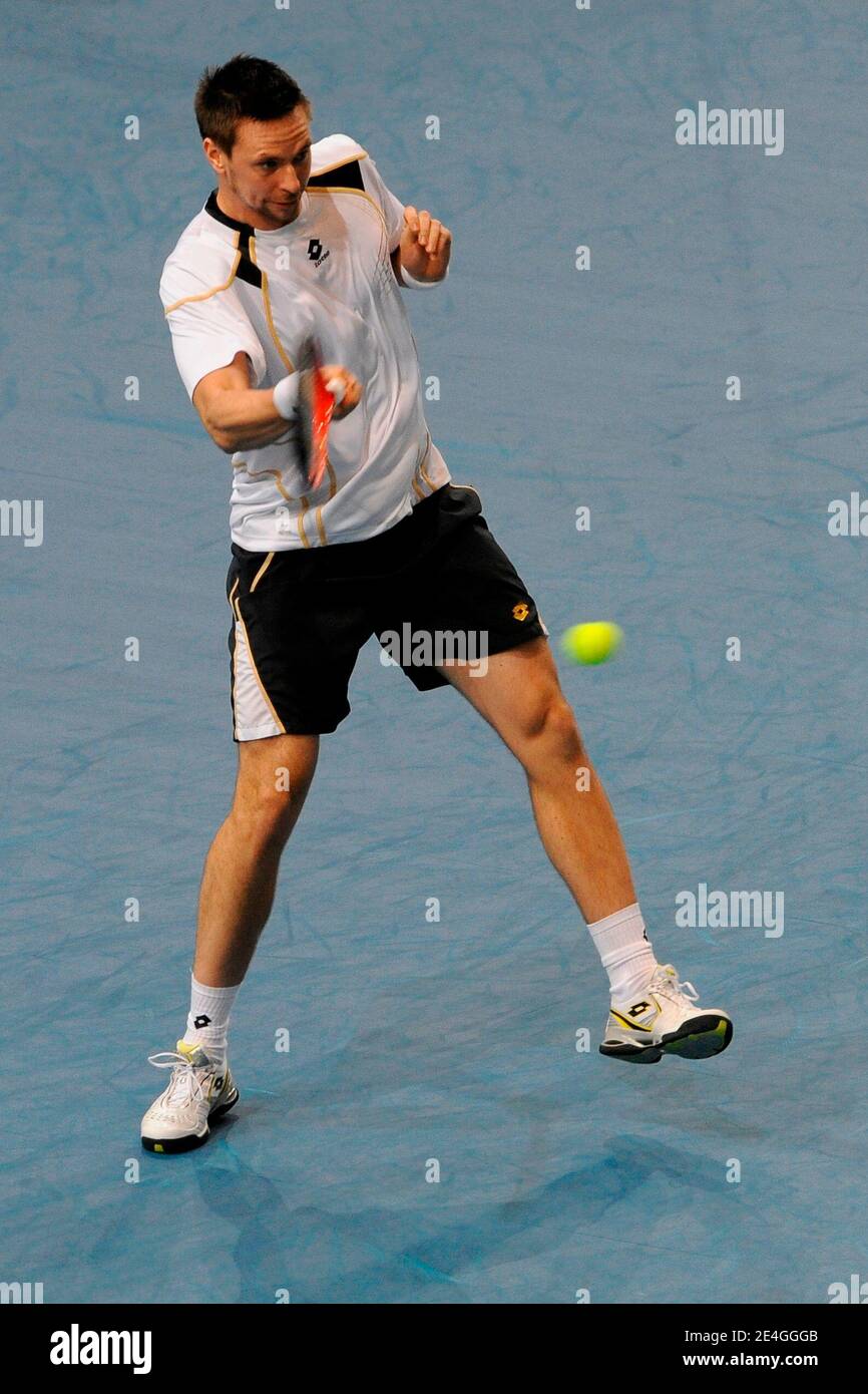 Sweden's Robin Soderling playing his Quarter-Final round match at the ...