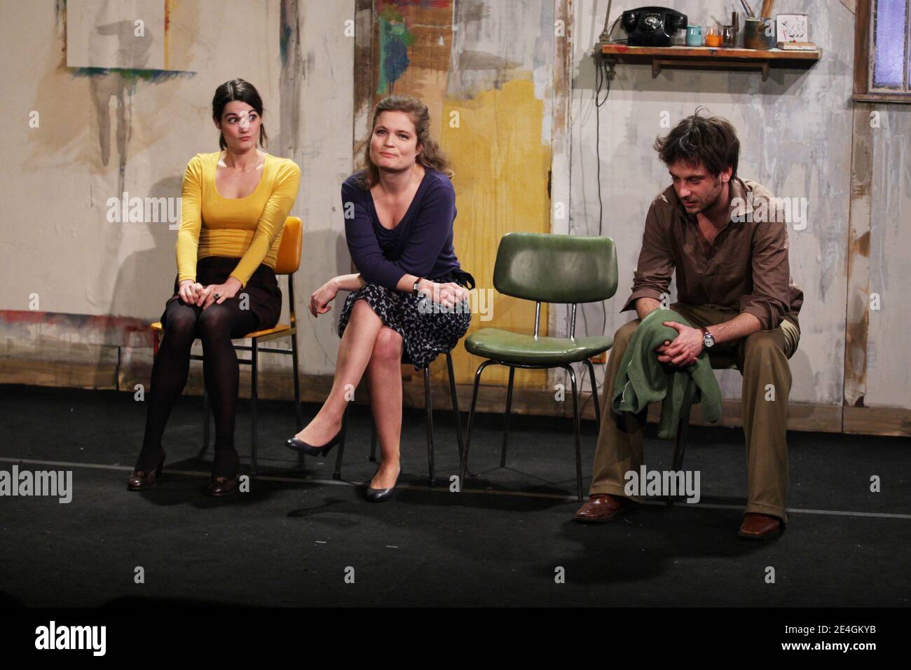 Sarah Biasini, Benjamin Bellecour and Rachel Arditi during a ...