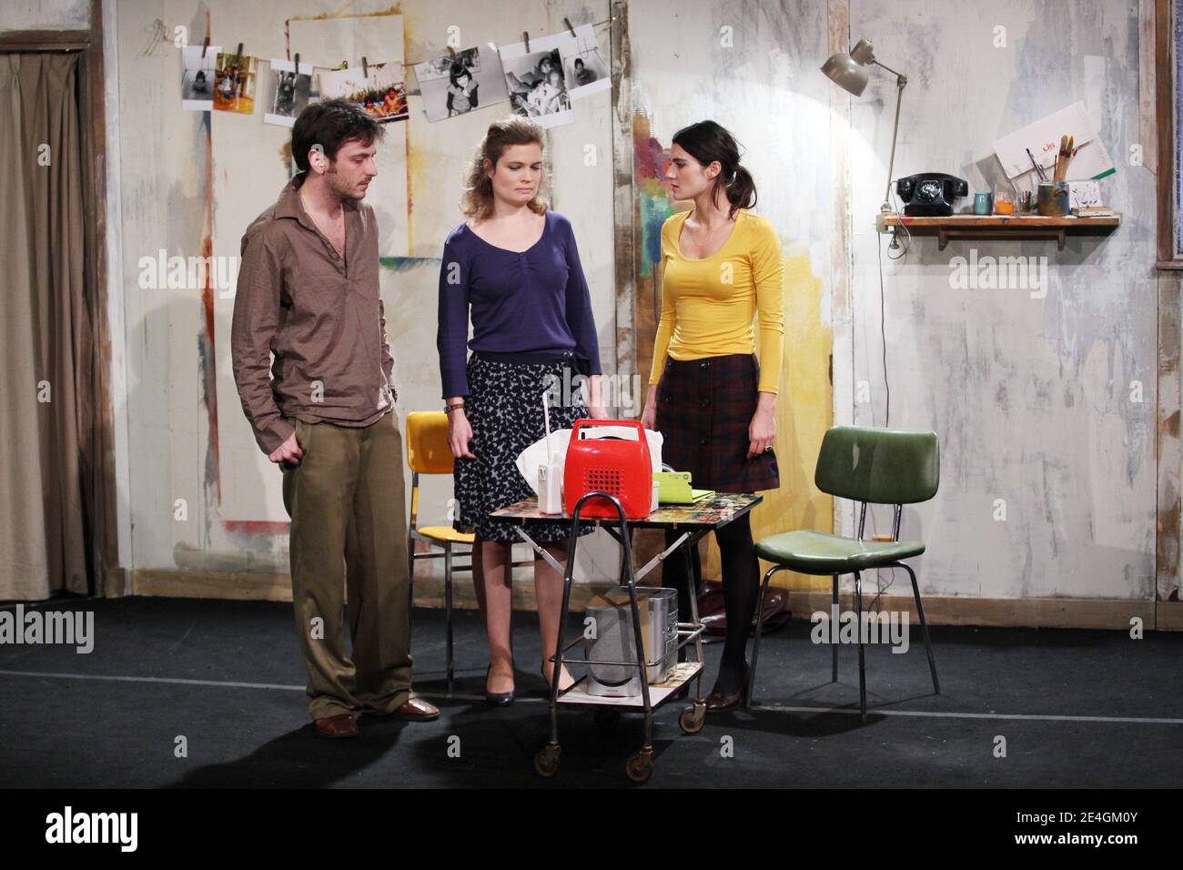 Sarah Biasini, Benjamin Bellecour and Rachel Arditi during a ...
