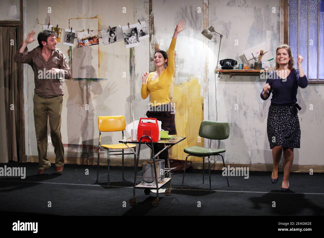 Sarah Biasini, Benjamin Bellecour and Rachel Arditi during a ...