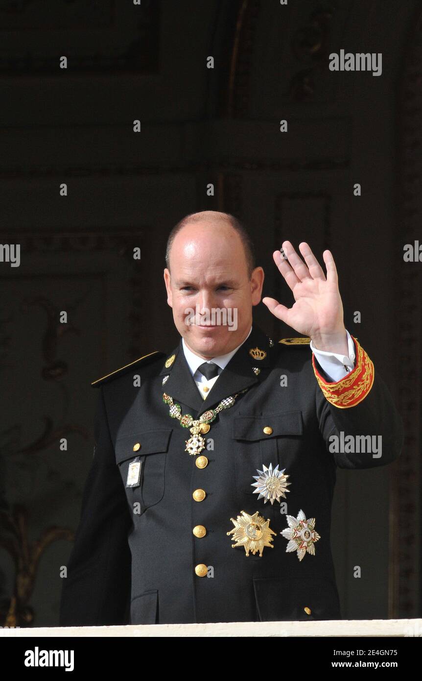 Prince Albert II of Monaco attending, from the Palace's balcony, the ...