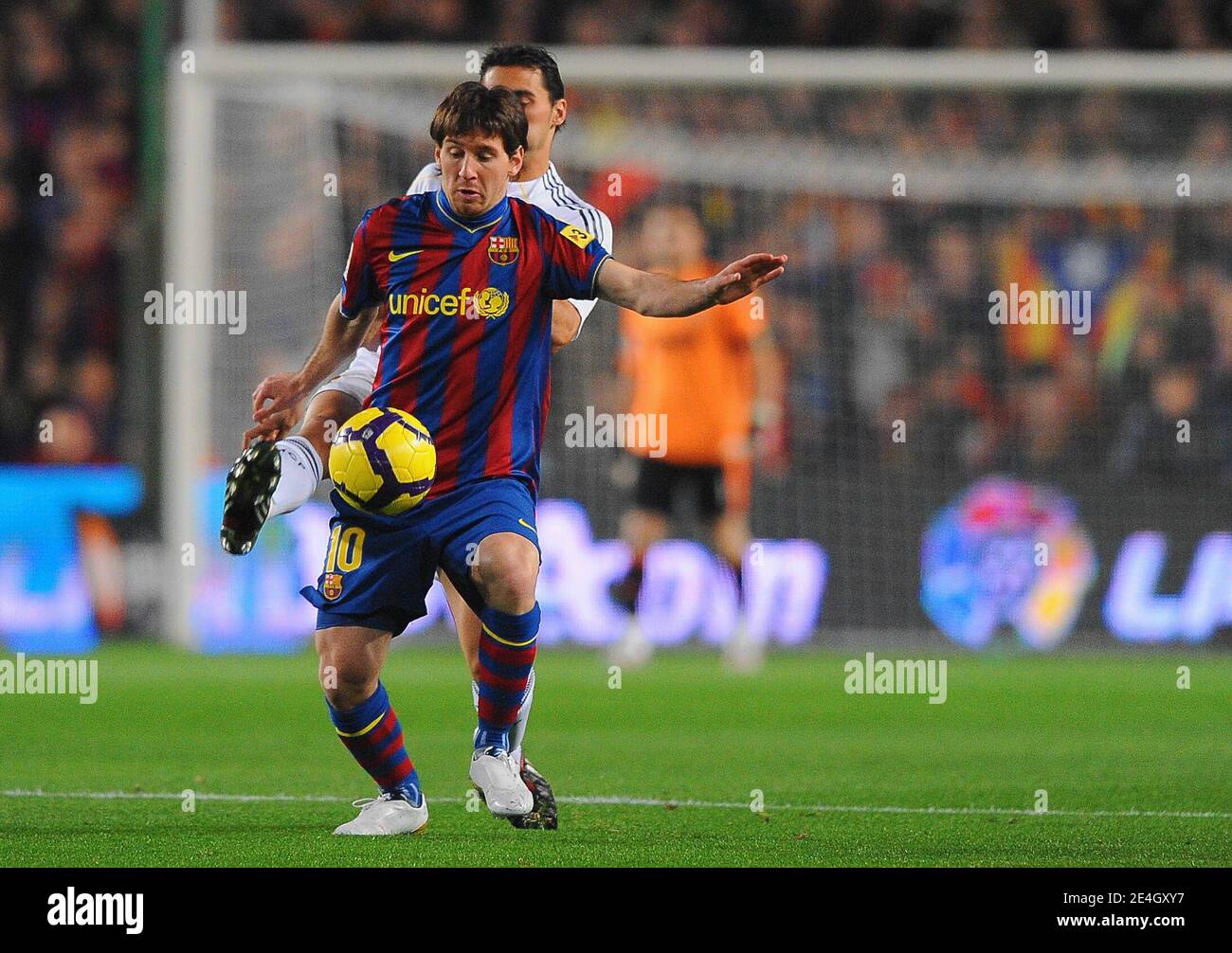Barcelona's Lionel Messi in action during the Spanish First League ...