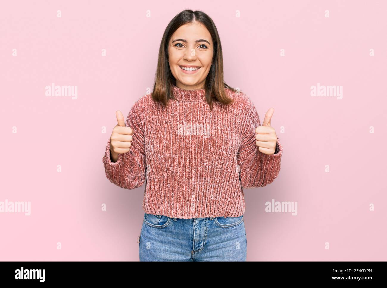 Young beautiful woman wearing casual clothes success sign doing ...