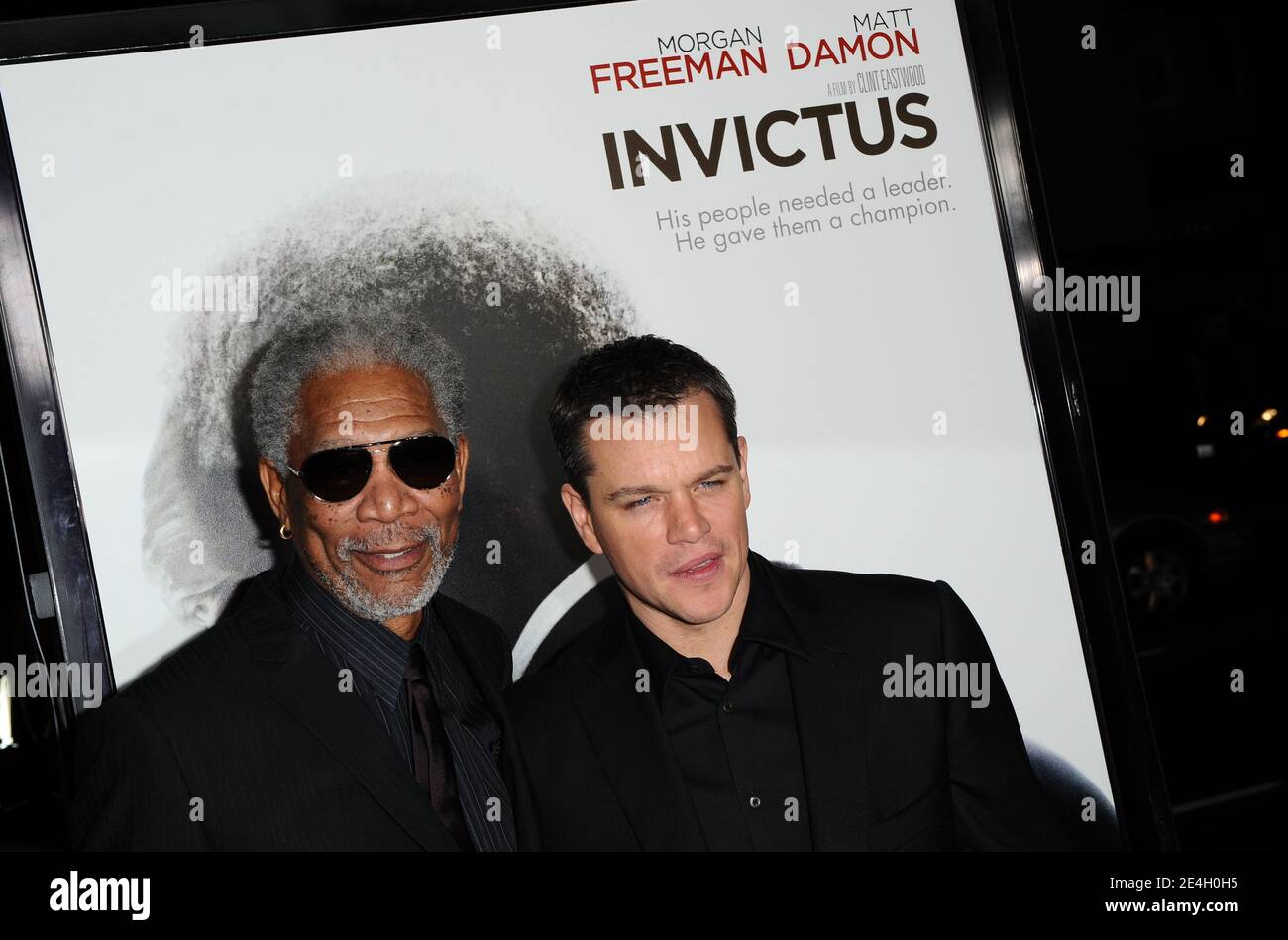 "Morgan Freeman and Matt Damon attends the premiere of Warner Bros ...