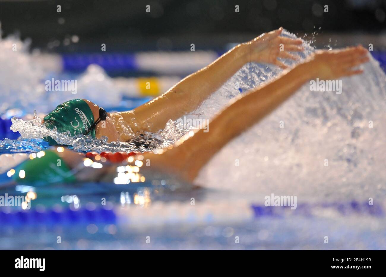 Alexianne Castel competes on women's 200 meters backstroke final during ...