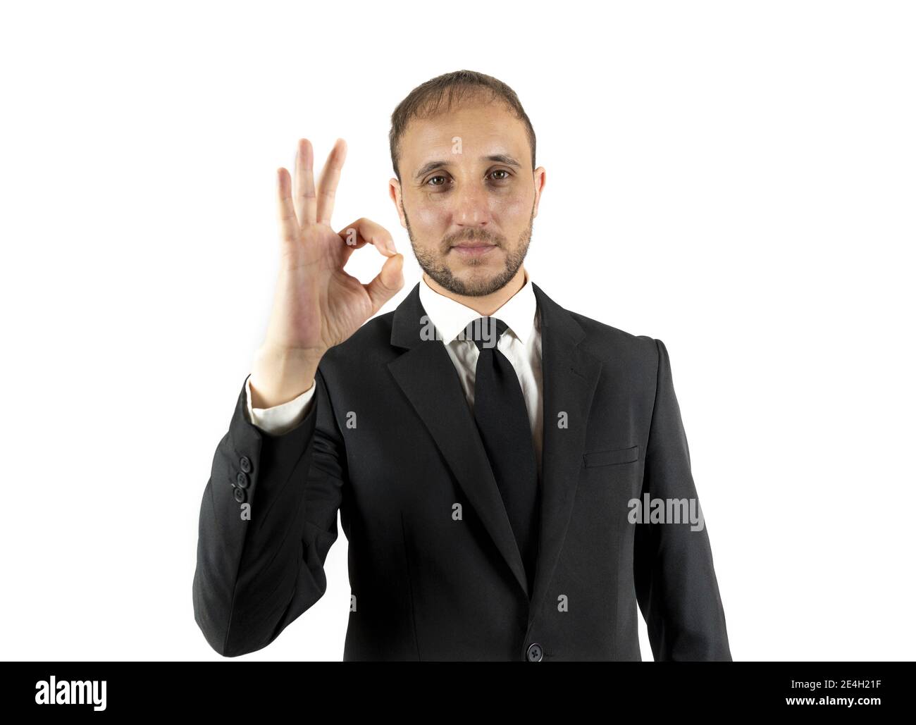 Businessman showing ok gesture hand hi-res stock photography and images ...