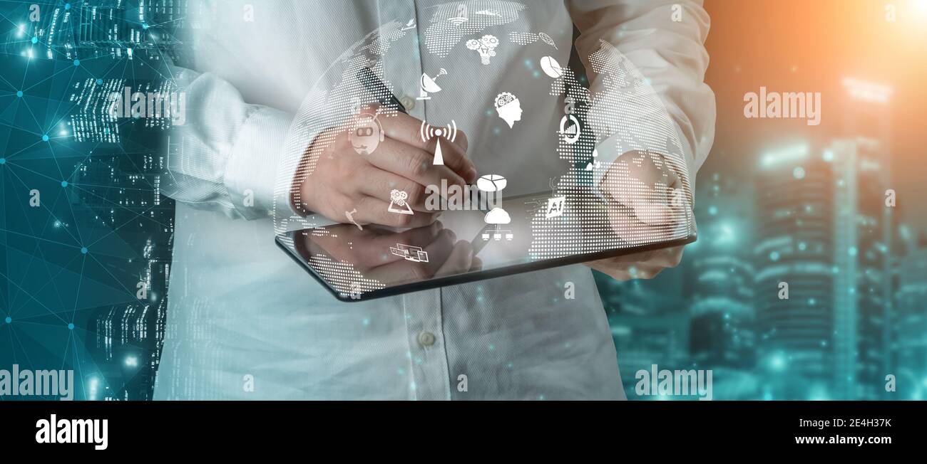 Advanced Communication And Global Internet Network Connection In Smart City Concept Of Future