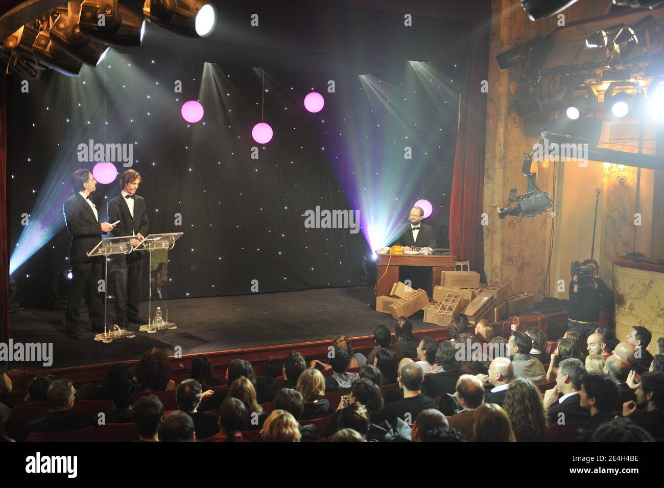 EXCLUSIVE. Presenters Arnaud Demanche, Stephane Rose and Frederic Royer ...
