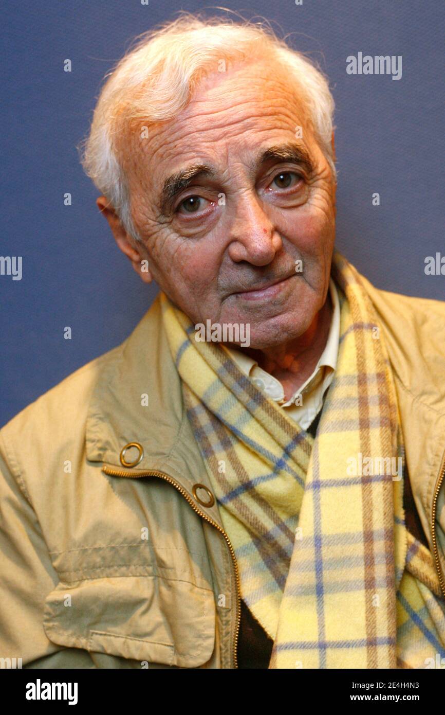 Portrait session of French singer Charles Aznavour in Lille, north of ...