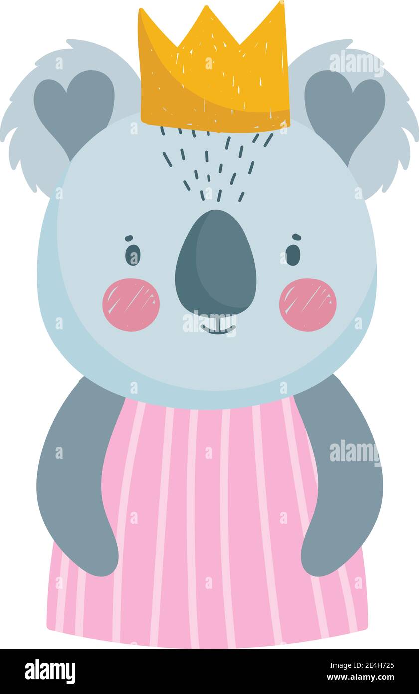 cartoon female koala with crown animal portrait character vector ...