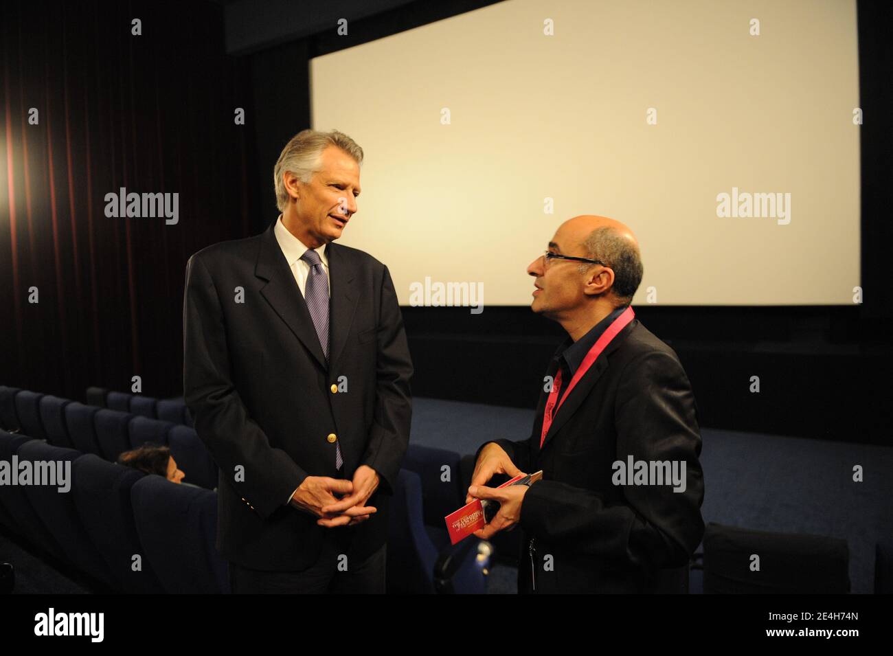 Former French Prime Minister Dominique de Villepin (L) and Unifrance's ...