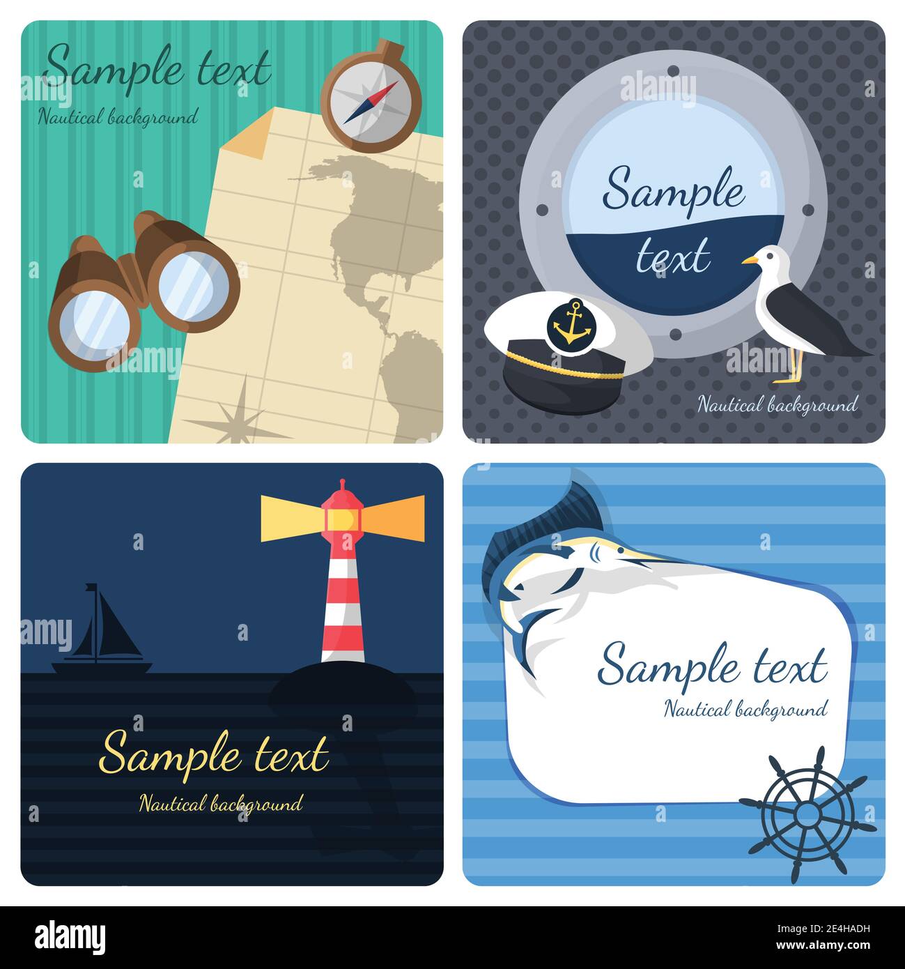 Nautical sea travel mini posters set marine journey cruise vacations ...