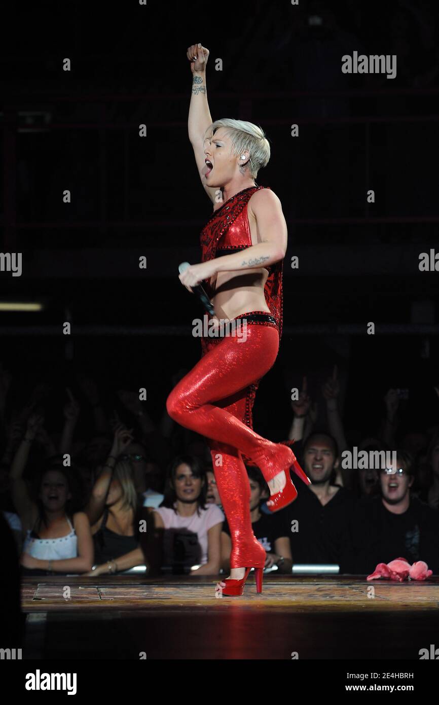 Pink performs live at l'Arena, in Geneva, Switzerland, on December 15 ...