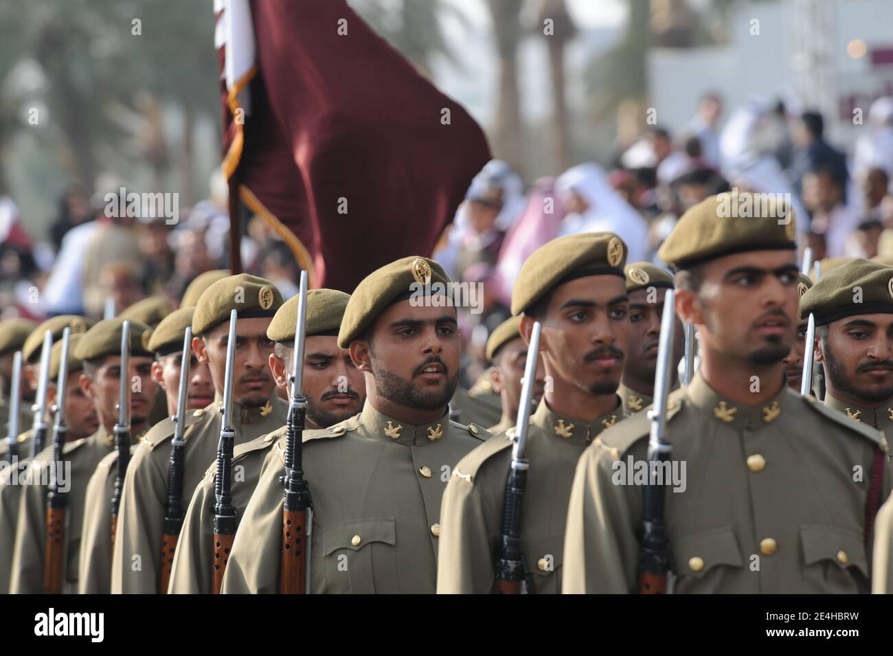 Qatari soldiers seen during military parade for Qatar's National Day ...