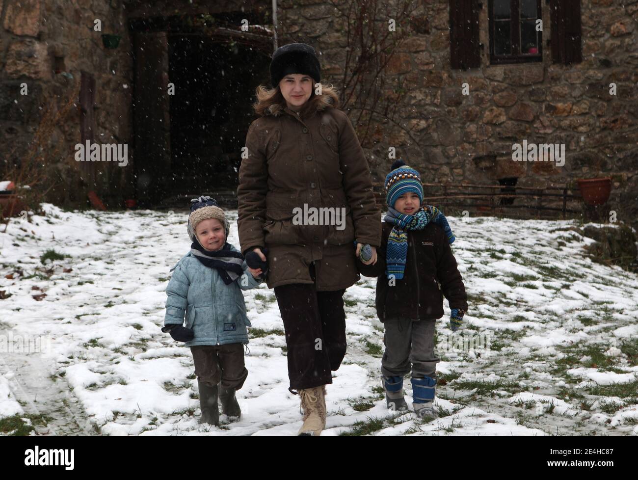 French citizen Nathalie Gettliffe poses with her sons Martin and Jean ...