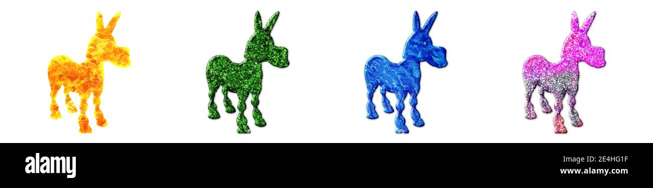 Illustration of a little donkey in four different colors on a white ...