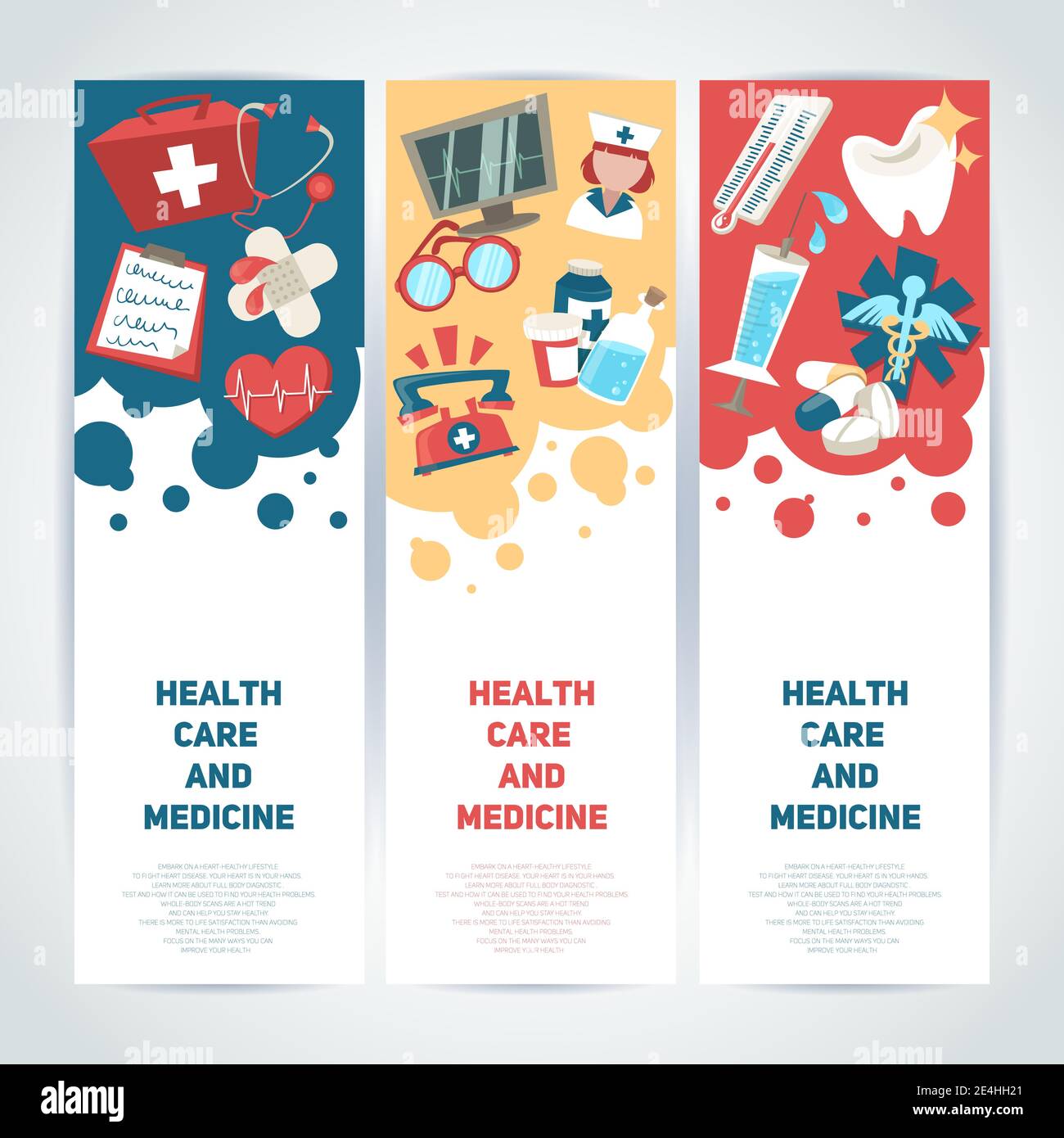 Health care and medicine medical vertical banners set isolated vector ...