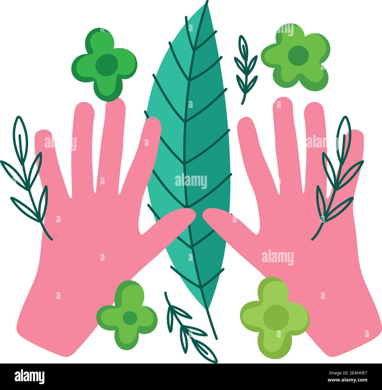 save the world, hands leaves ecological and environment vector ...