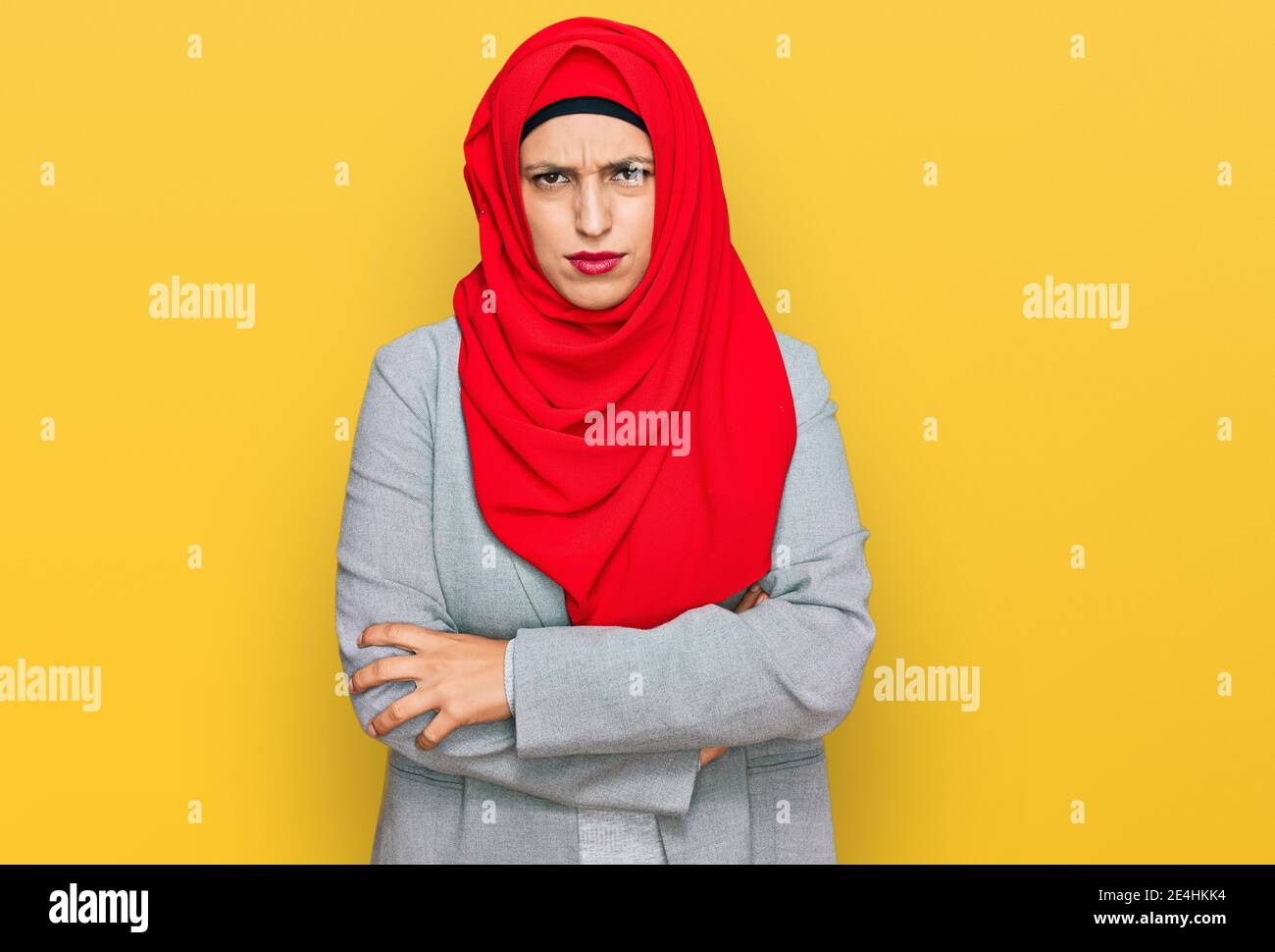 Beautiful hispanic woman wearing traditional islamic hijab scarf ...