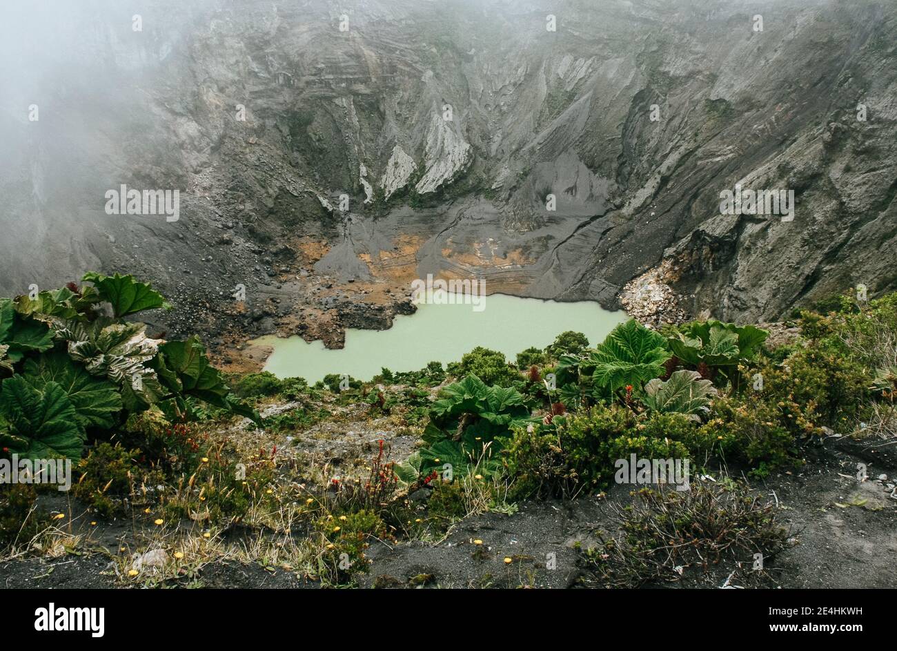 Close up of the green crater lake of Irazú Volcano, an active volcano ...