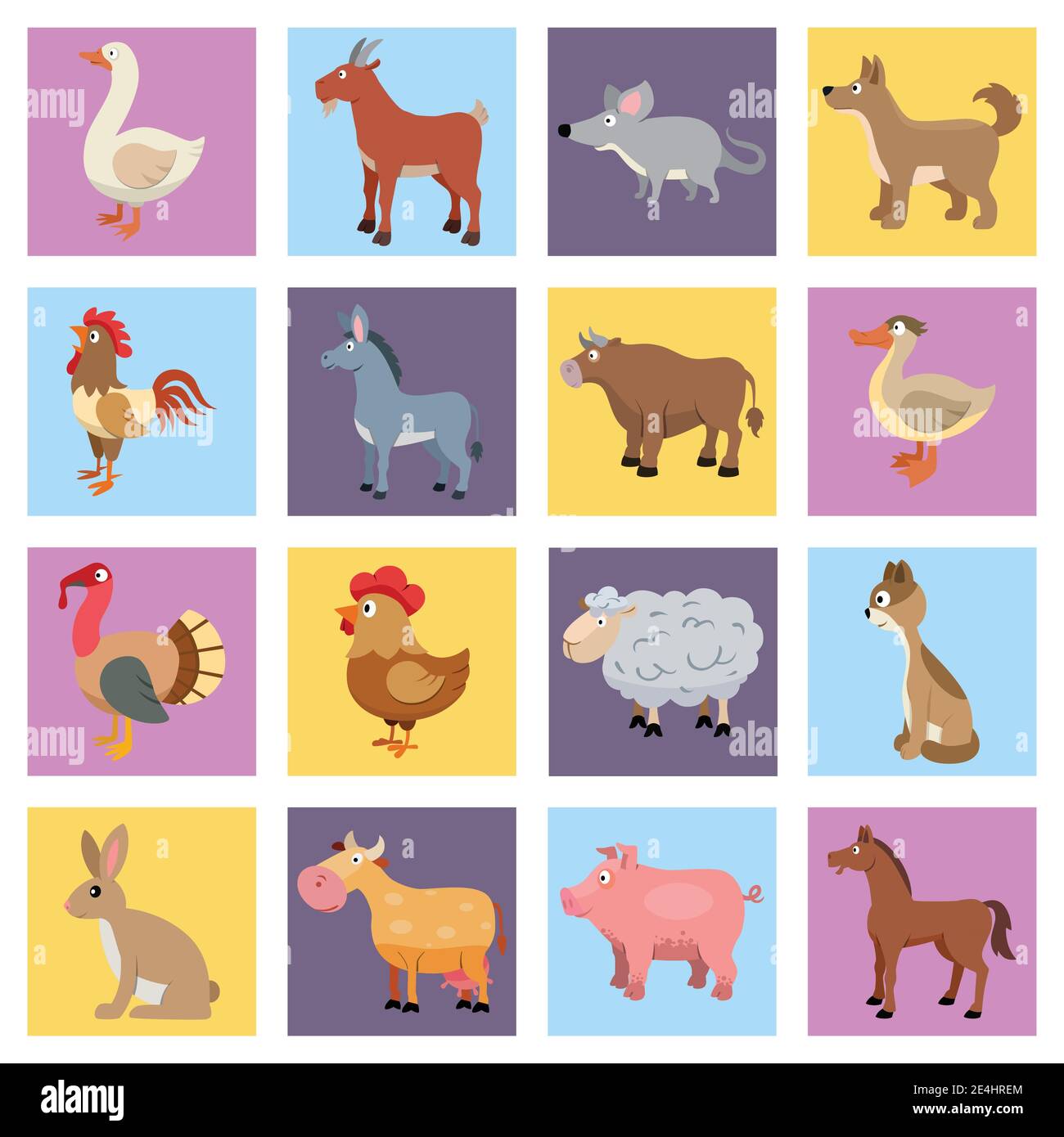 Farm animals livestock and pets icons set isolated vector illustration ...