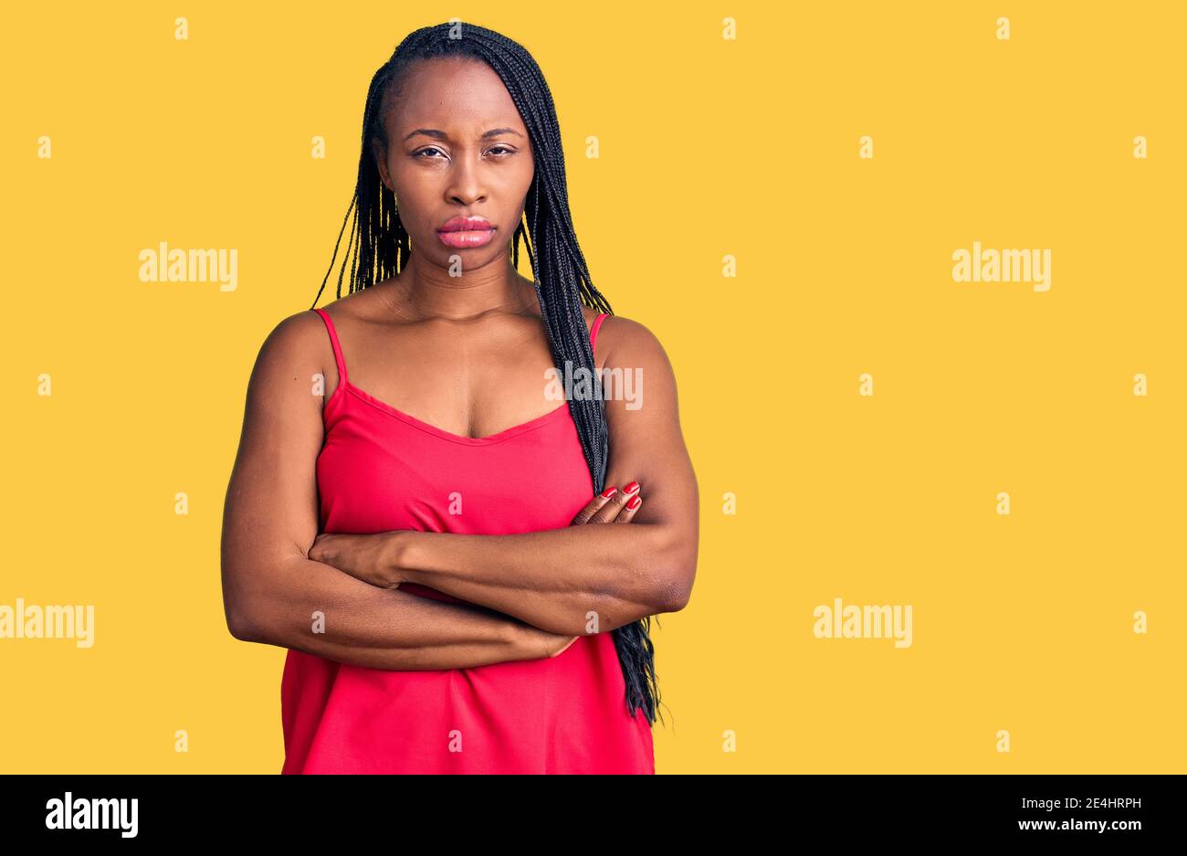 Young african american woman wearing casual clothes skeptic and nervous ...