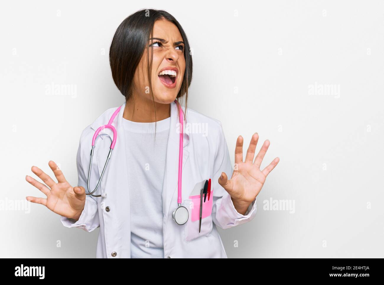 Crazy female doctor stethoscope isolated hi-res stock photography and ...