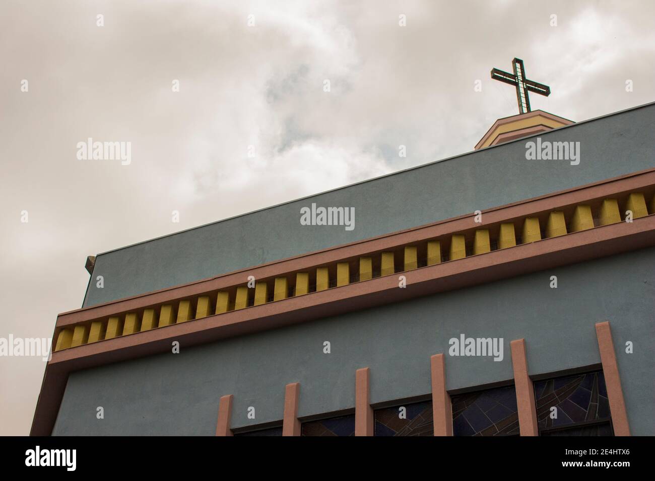 Christian cross detail above São Sebastião Parich, at city of Jau / Sao ...