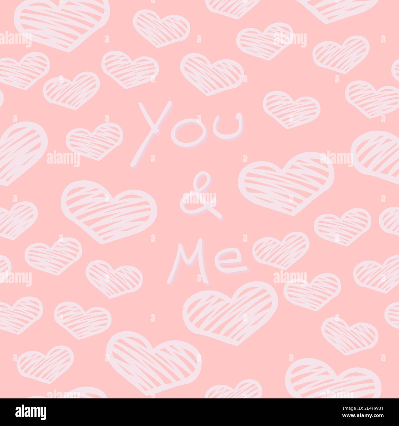 You and Me pattern pink heart vector illustration Stock Vector Image ...