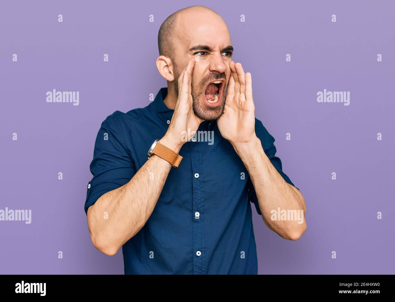 Angry bald man open head hi-res stock photography and images - Alamy