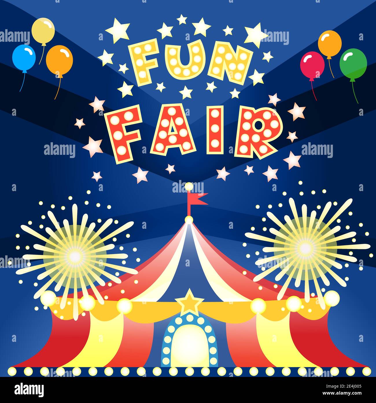 Fun fair at night poster template vector illustration Stock Vector ...
