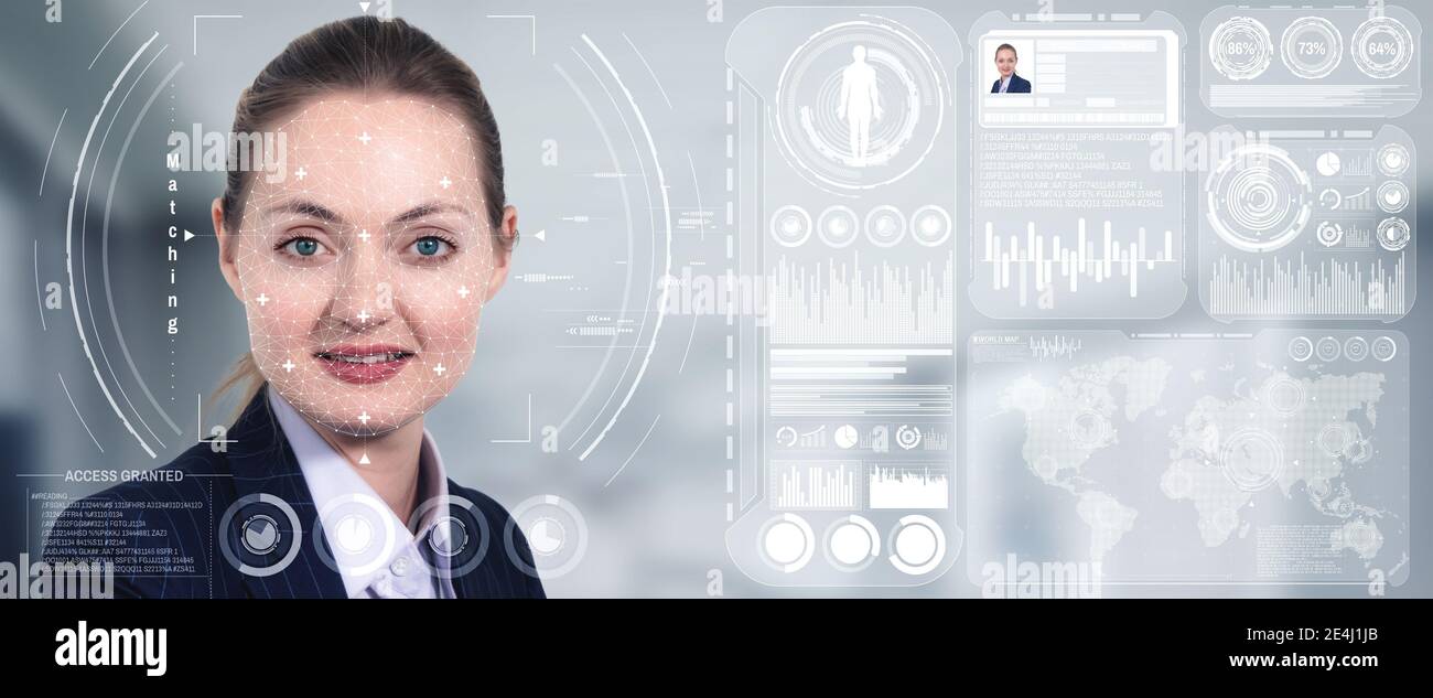 Facial recognition technology scan and detect people face for ...