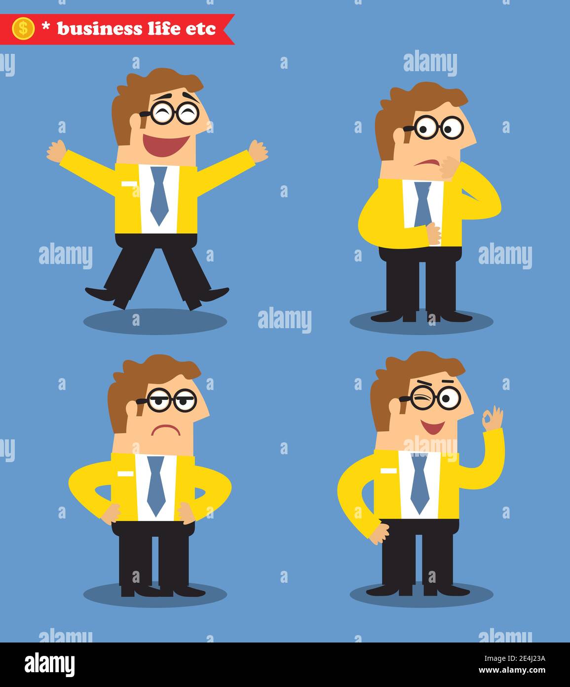Office business man emotions poses set vector illustration Stock Vector ...