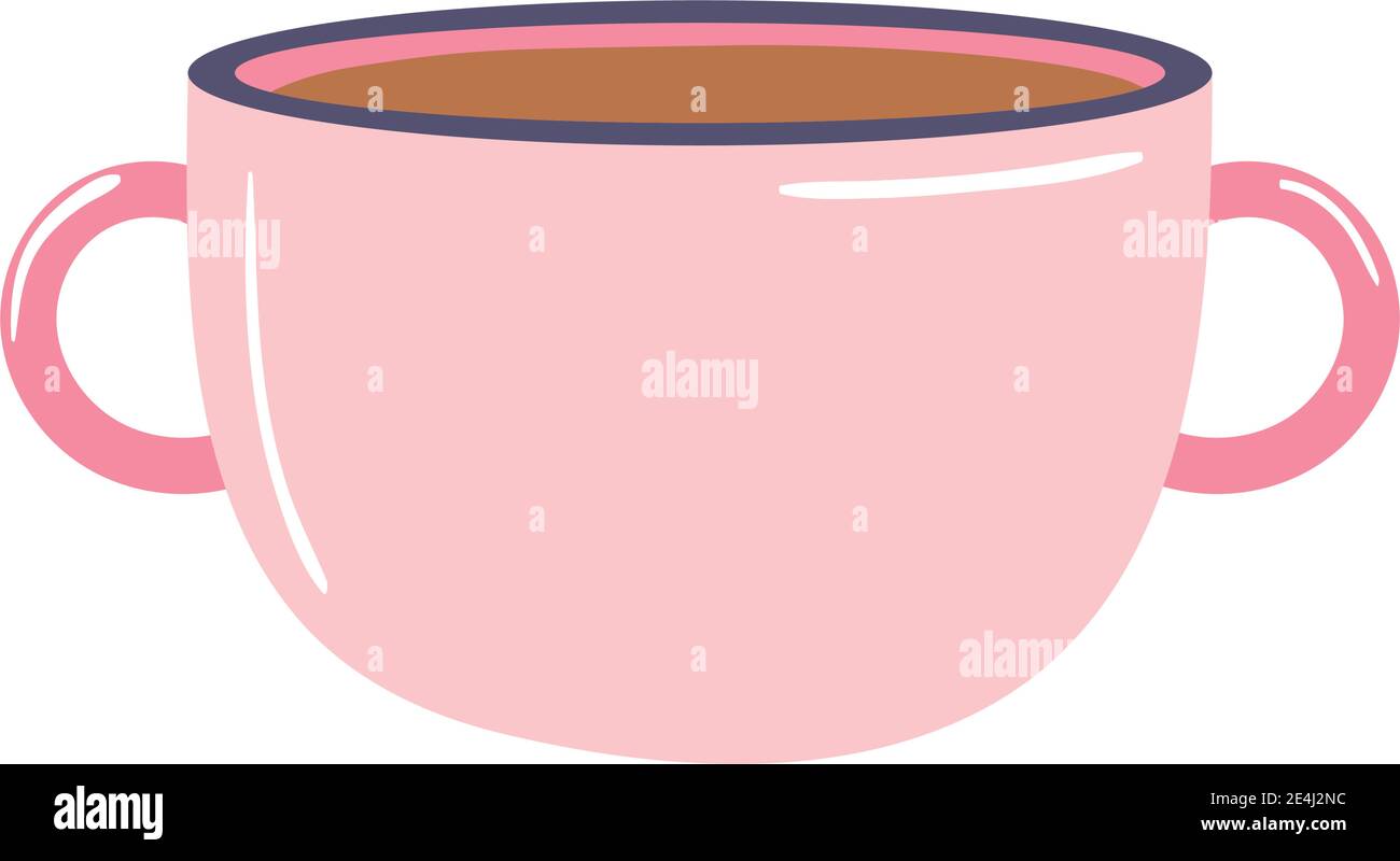tea and coffee cup with handles icon over white background vector ...