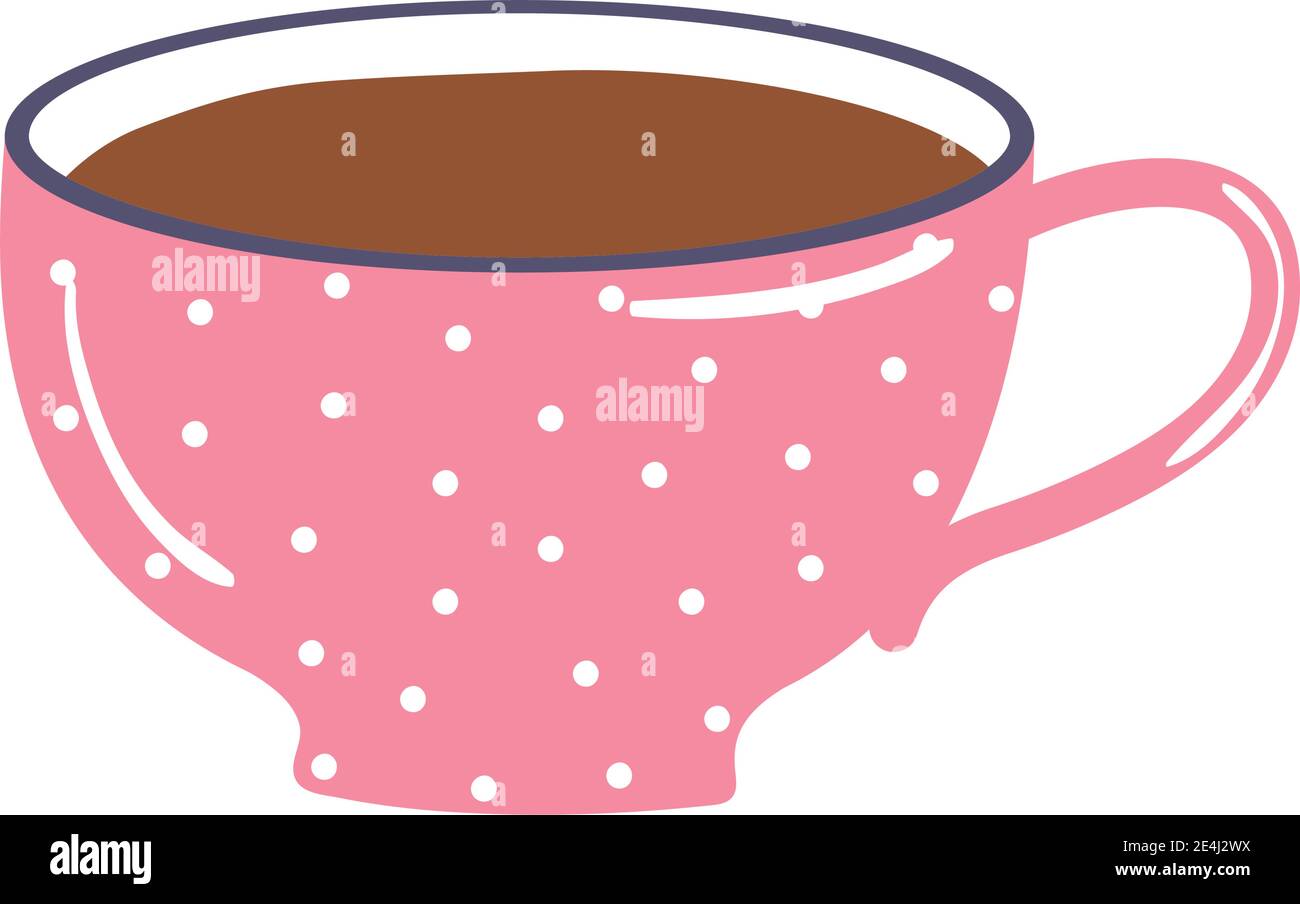 tea and coffee dotted pink cup icon over white background vector ...
