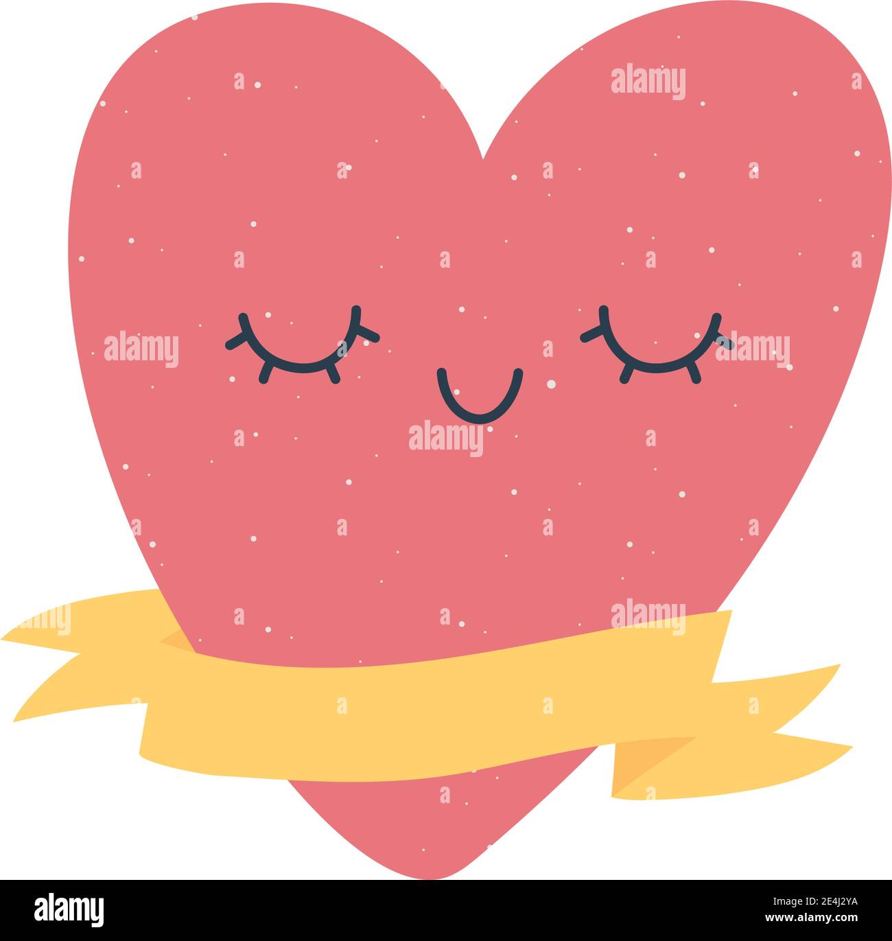 cute heart with ribbon love and romance in cartoon style vector ...