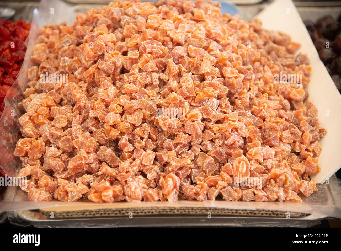 Dry yellow plums on a tray Stock Photo - Alamy